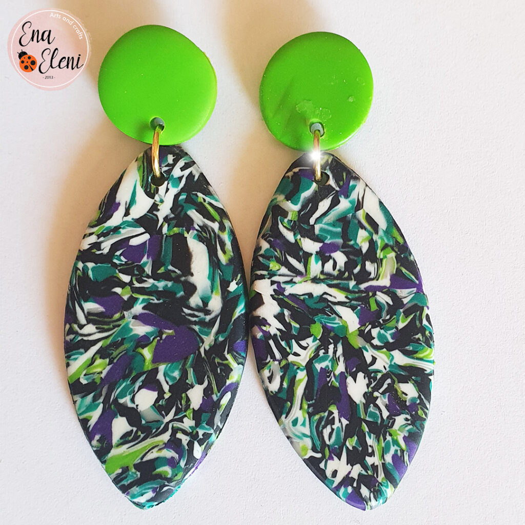 Minđuše Green mess, model Oval – Ena Eleni – Arts and crafts